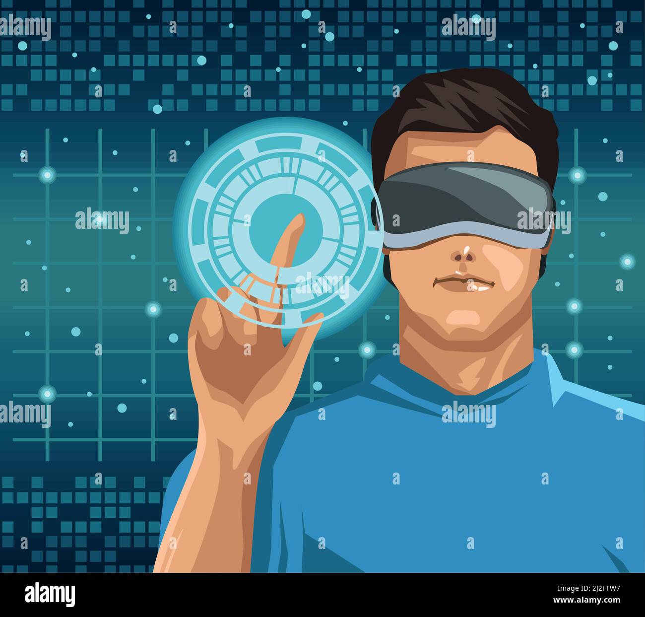 Man touching futuristic digital Stock Vector Images - Alamy