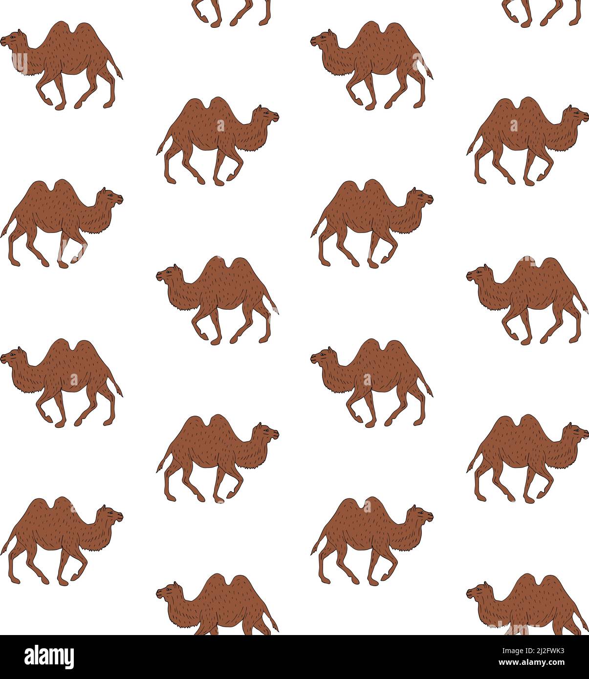 Vector seamless pattern of hand drawn sketch brown bactrian two humped ...