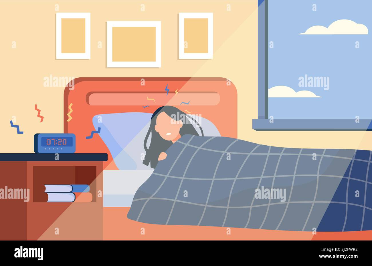 Digital clock woman bed Stock Vector Images - Alamy