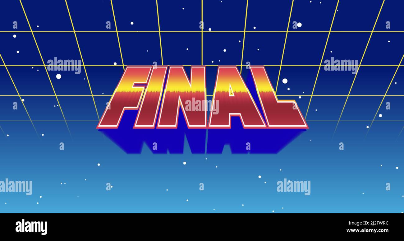 Final sign in a futuristic background Stock Photo - Alamy