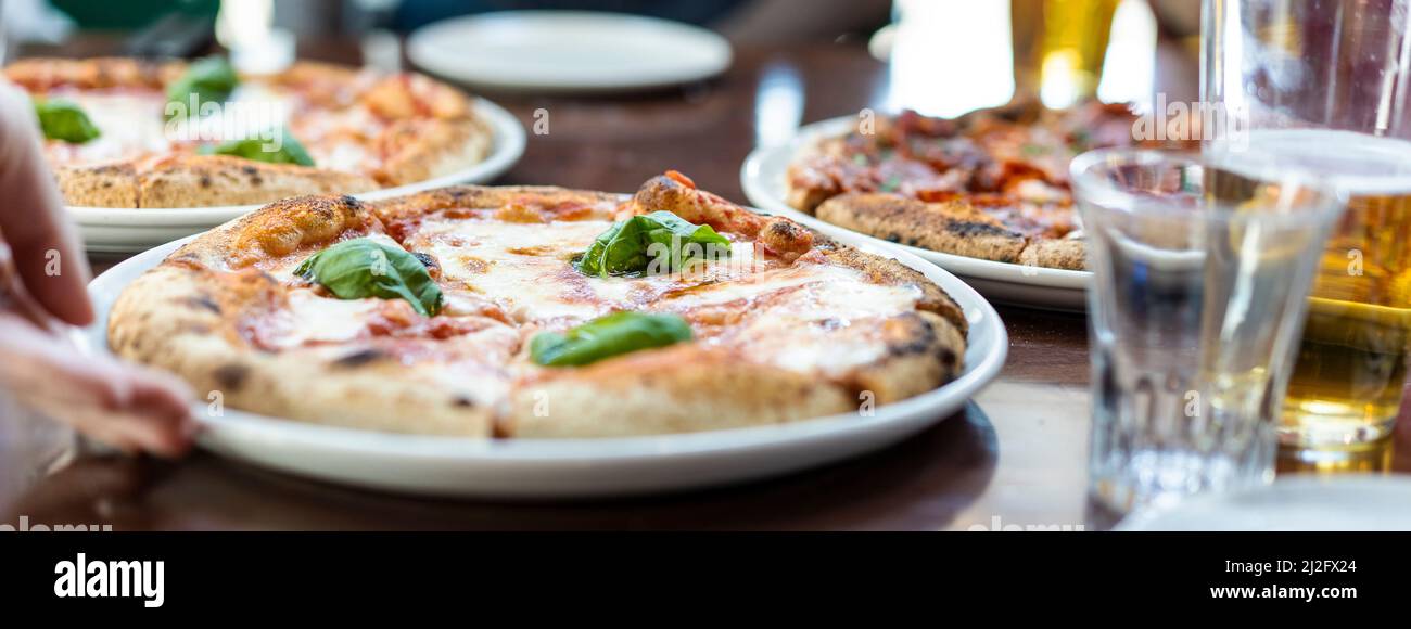Horizontal banner or header with close up view of a Margherita ...
