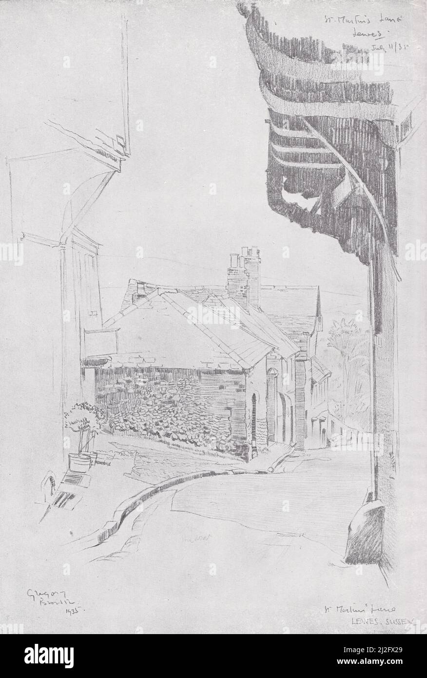 St Martin's Lane, Lewes - Pencil drawing by Gregory Brown Stock Photo ...