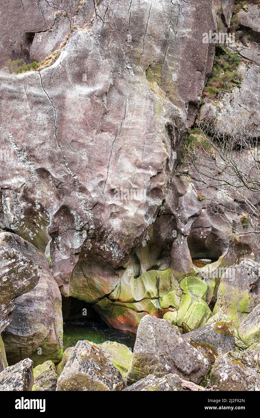 STEALL FALLS NEVIS GORGE FORT WILLIAM SCOTLAND ROCK FACE AND SCULPTED ...