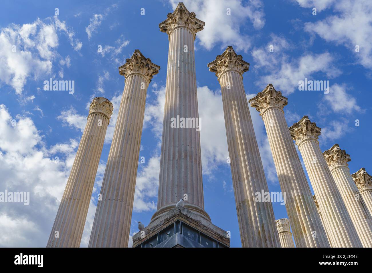 Ancient Roman columns in the city of Cordoba, in Andalucia, Spain Stock ...