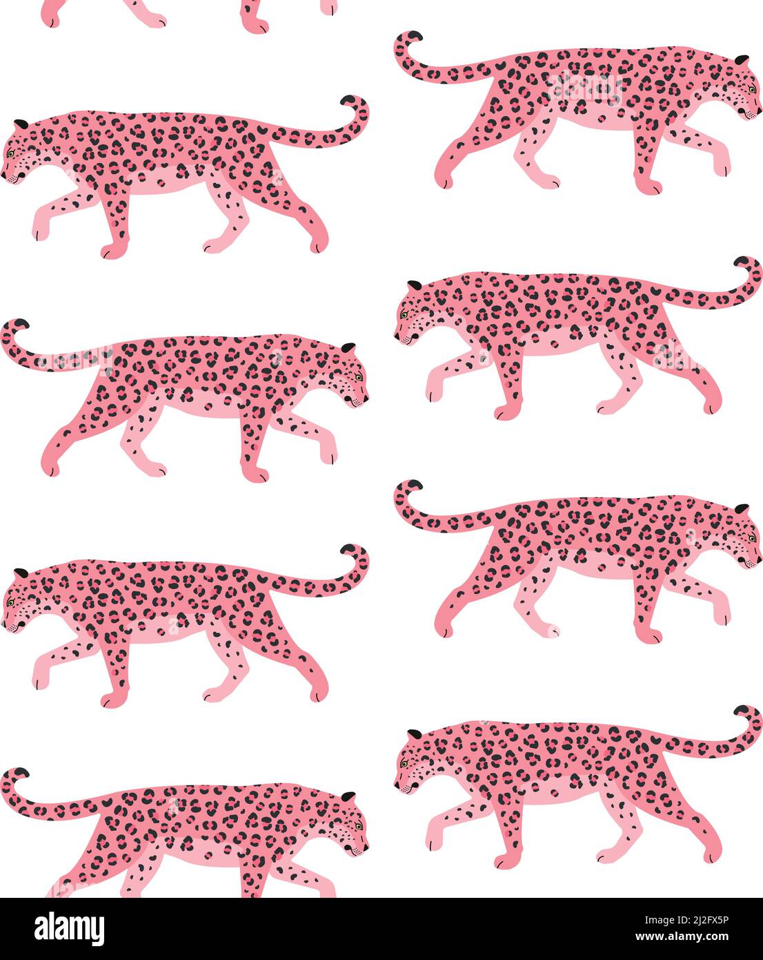 Vector seamless pattern of flat pink leopard isolated on white ...