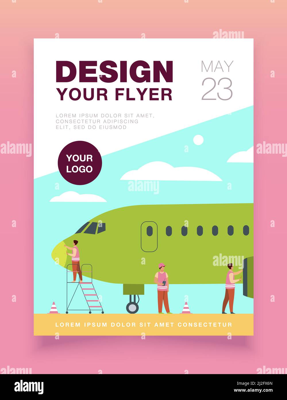 Plane service isolated flat vector illustration. Cartoon mechanics ...
