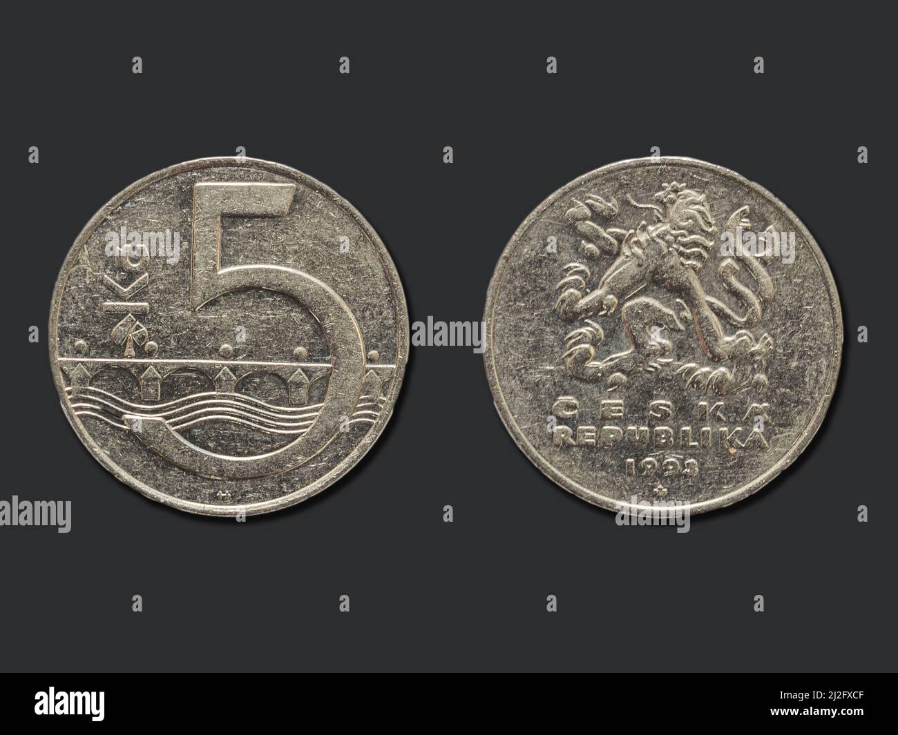 The Czech koruna coins isolated on a black background Stock Photo - Alamy