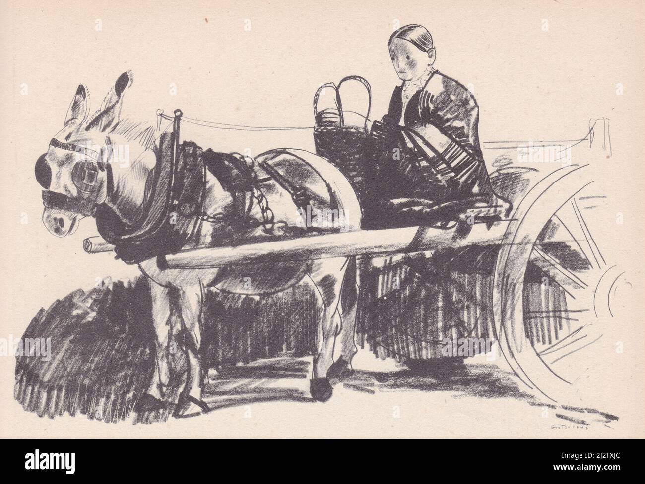 Drawing by George Bellows - The Donkey Cart Stock Photo - Alamy