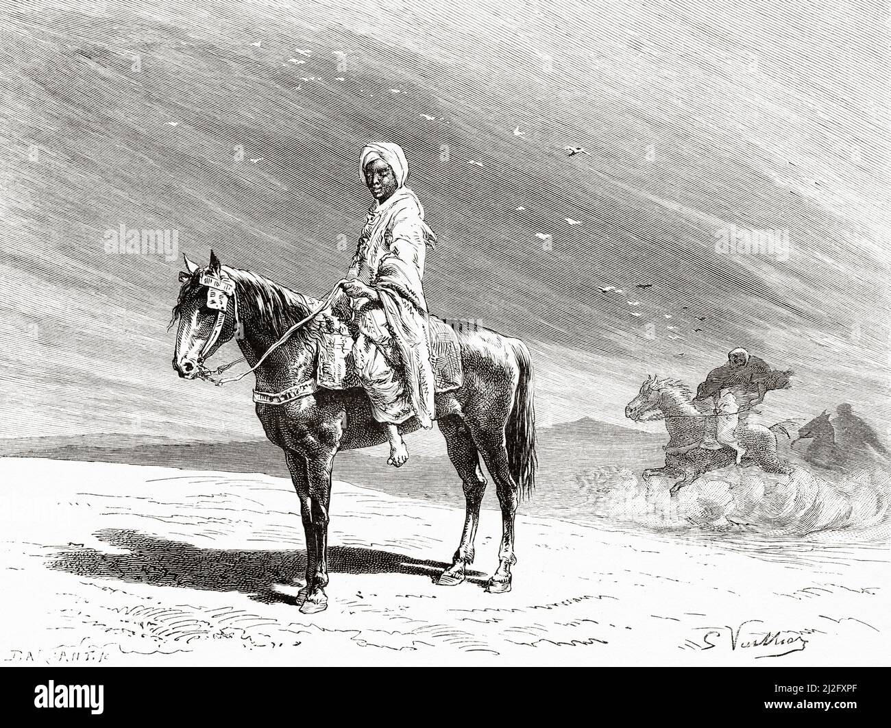 Portrait of Hamoud Ibn Rashid (1872-1890) mounted on his horse ...
