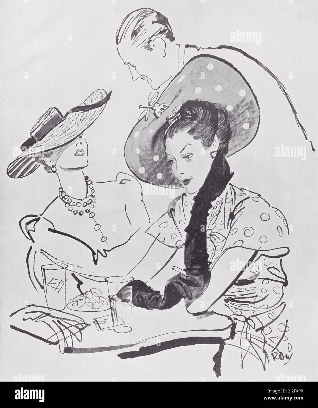 Loose line drawing by Rene Bouet-Willaumez for 'Vogue' Stock Photo - Alamy