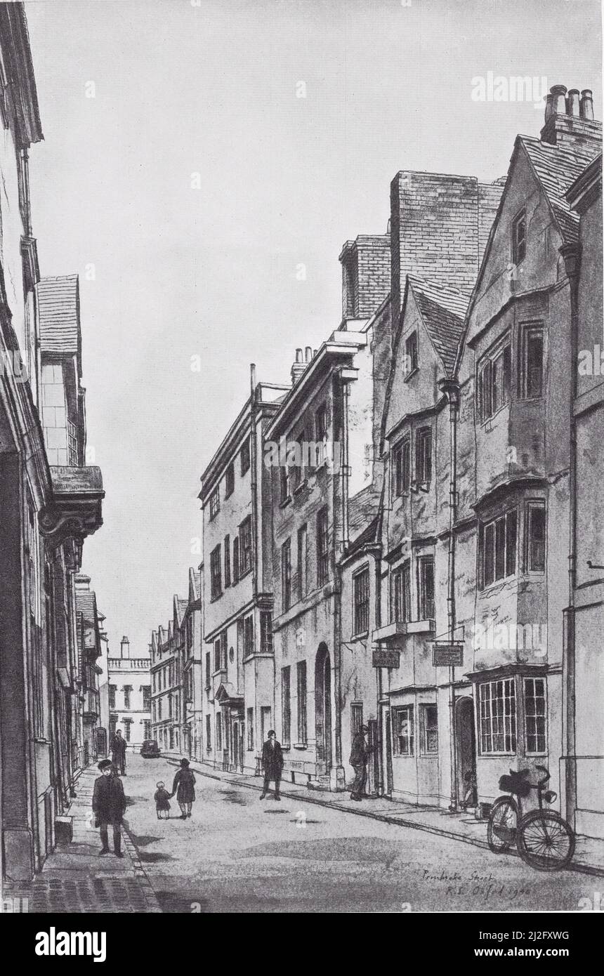 Pembroke Street, Oxford - Drawing by Randolph Schwabe Stock Photo - Alamy