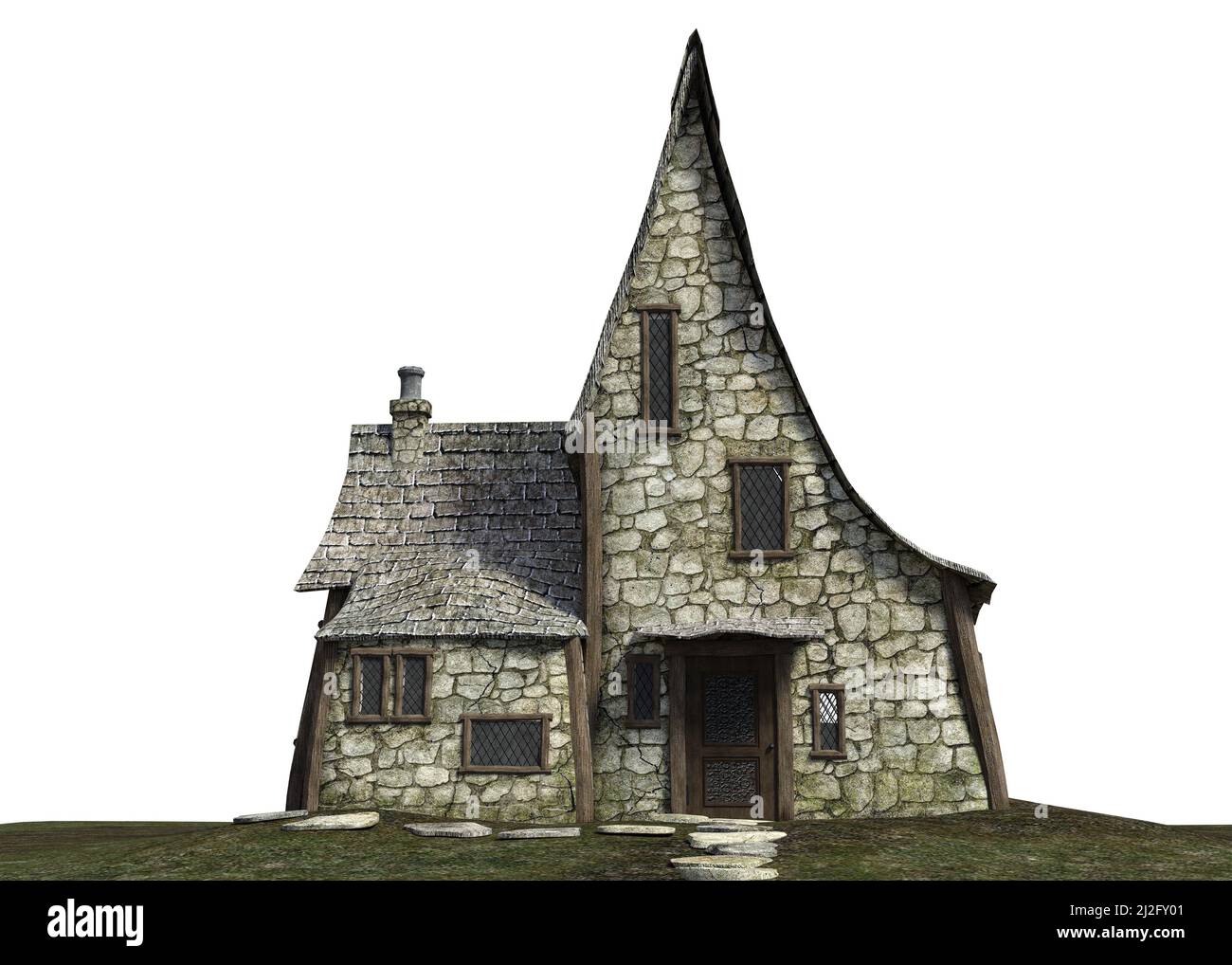Old abstract spooky Halloween witch house, 3D Illustration Stock Photo ...