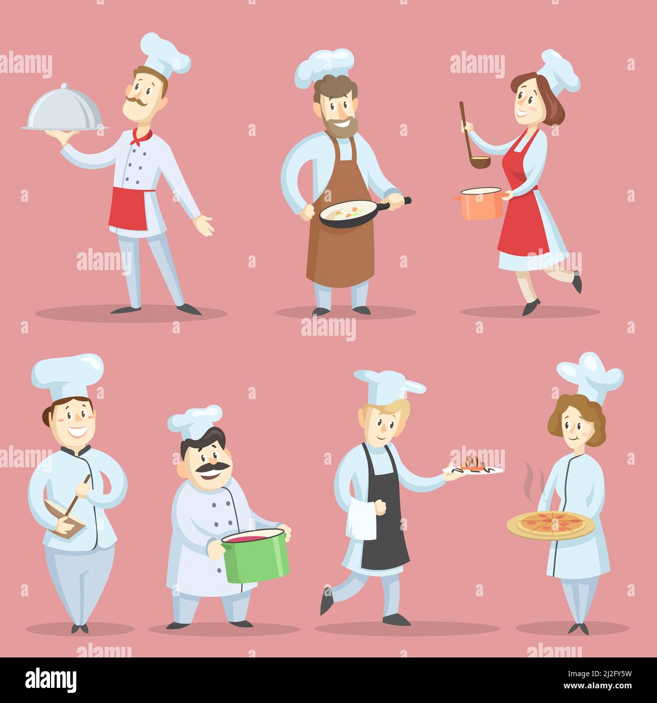 Professional chefs cooking food vector illustrations set. Cartoon ... Professional chefs cooking food vector illustrations set. Cartoon ...