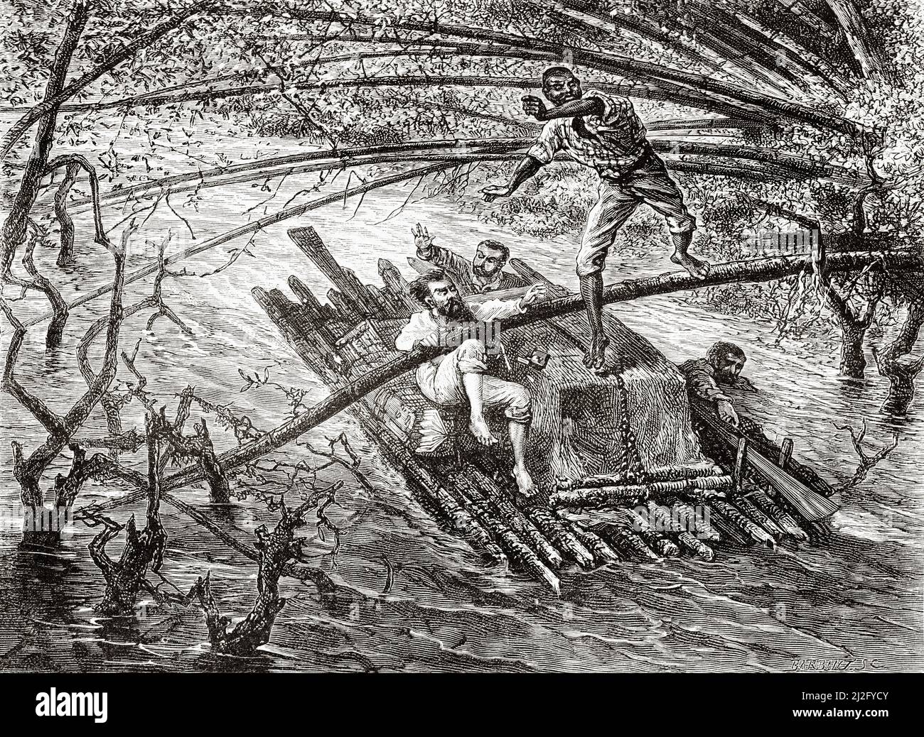 Expedition raft difficulties, Guaviare river, Colombia. South America ...