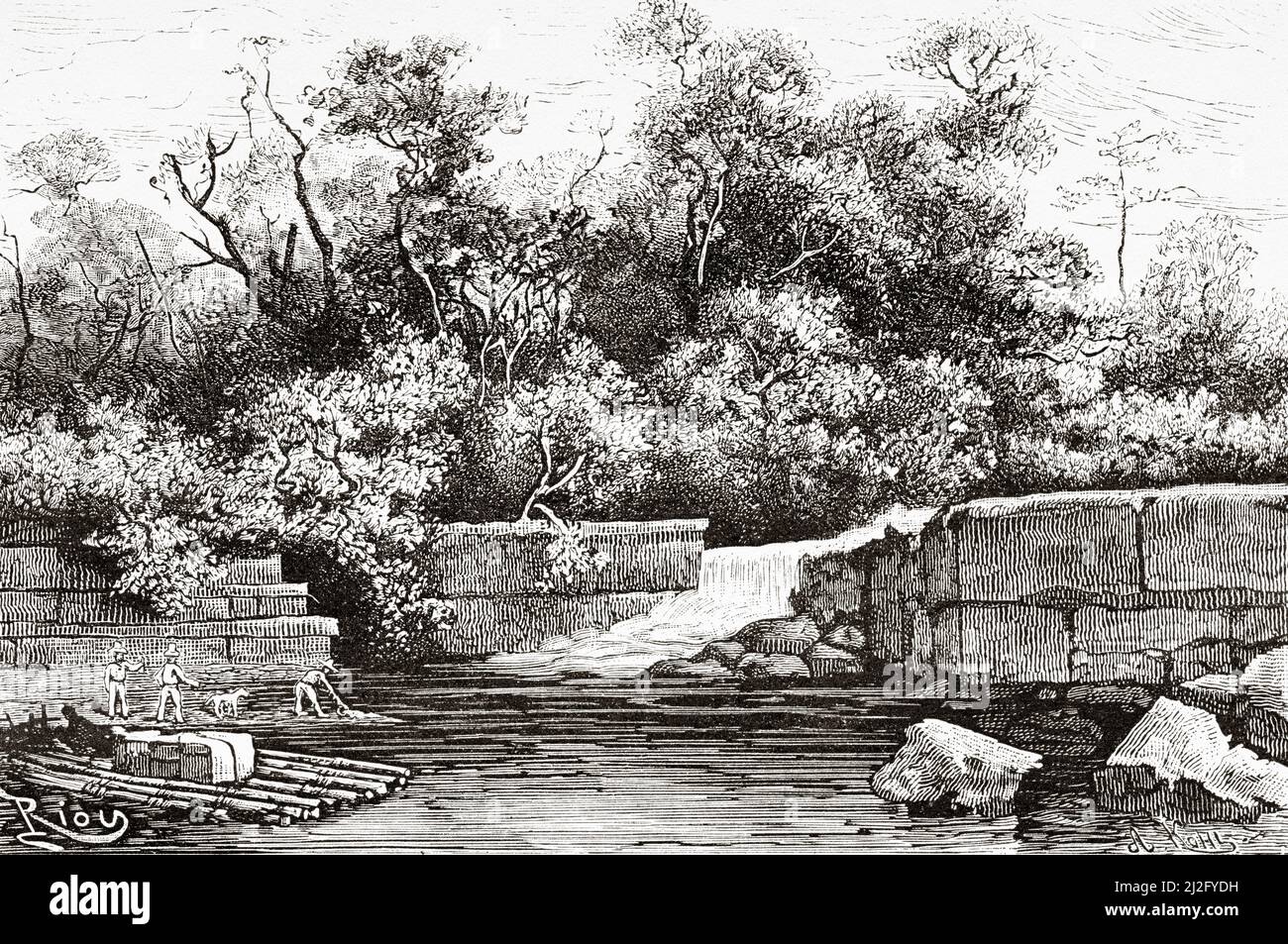 Waterfall, Guaviare river, Colombia. South America. Voyage of ...