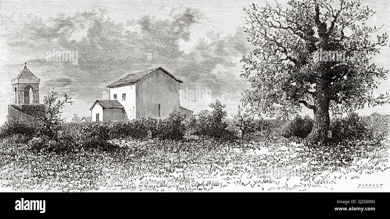 The plain of Ilori the church and the bell tower, Republic of Abkhazia ...