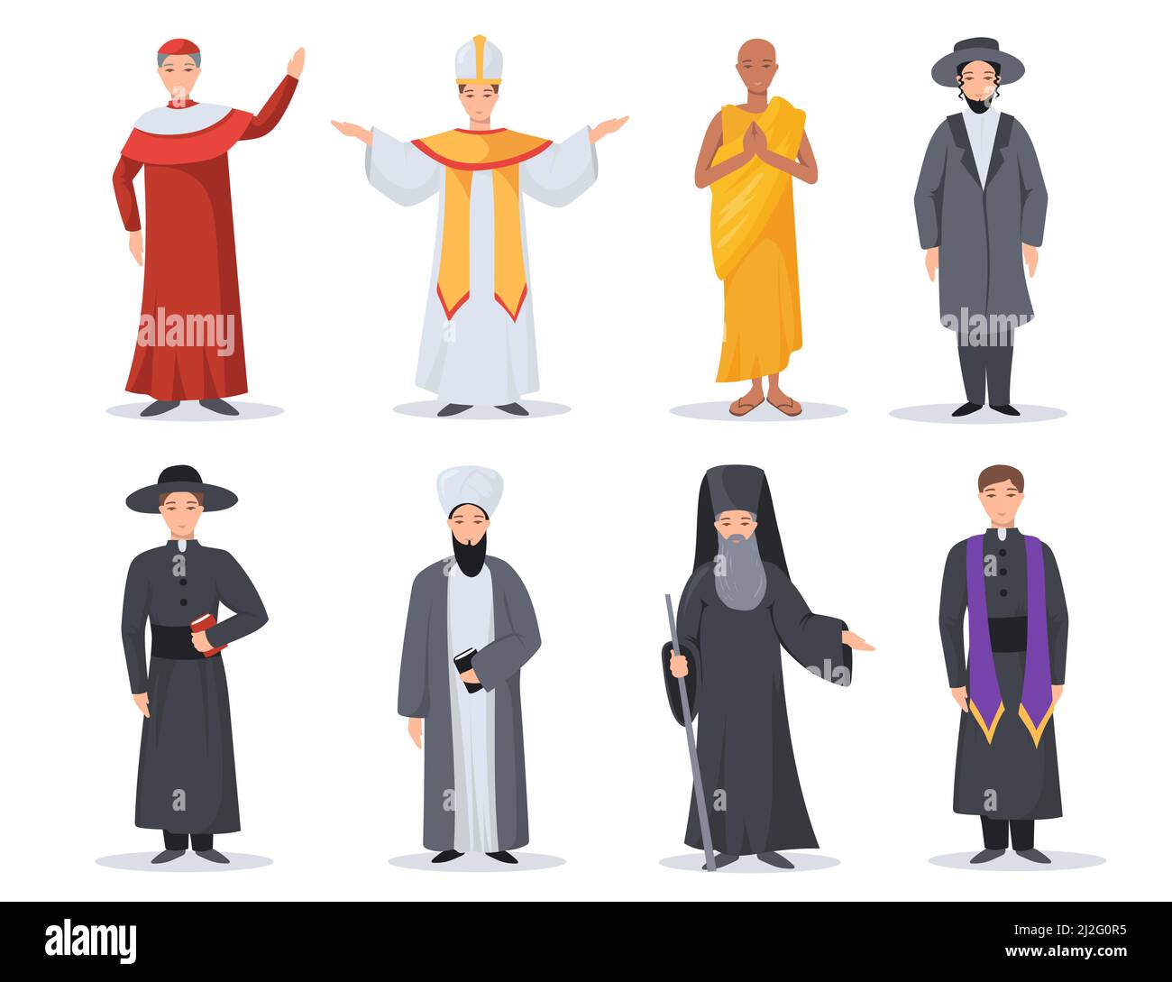 Religion ministers set. Christian pastor, Orthodox Jew, Muslim ...