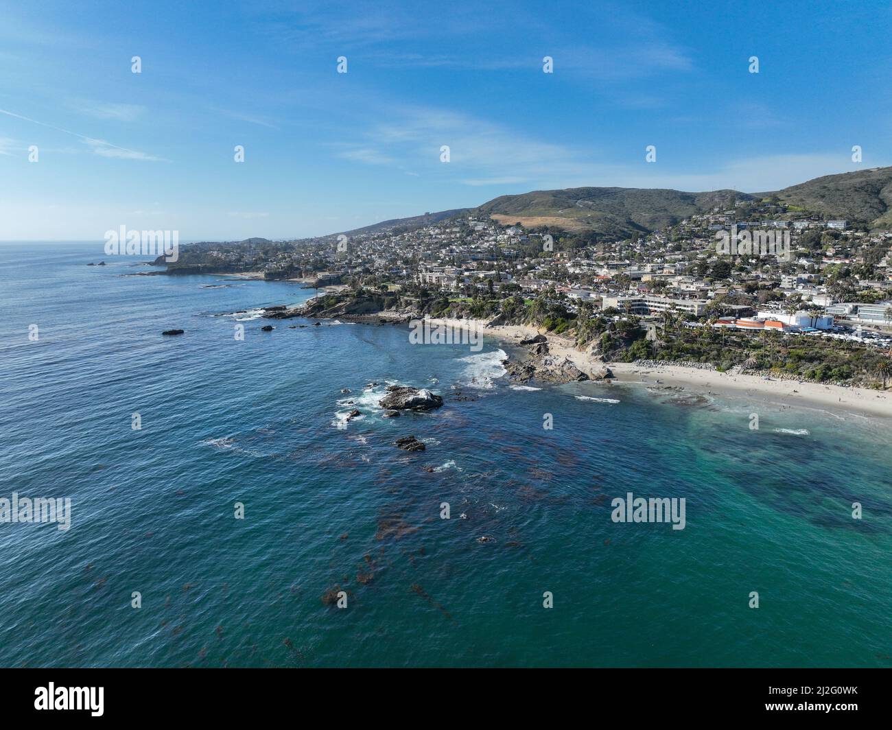 Aerial view of Laguna Beach coastline, Southern California Coastline ...
