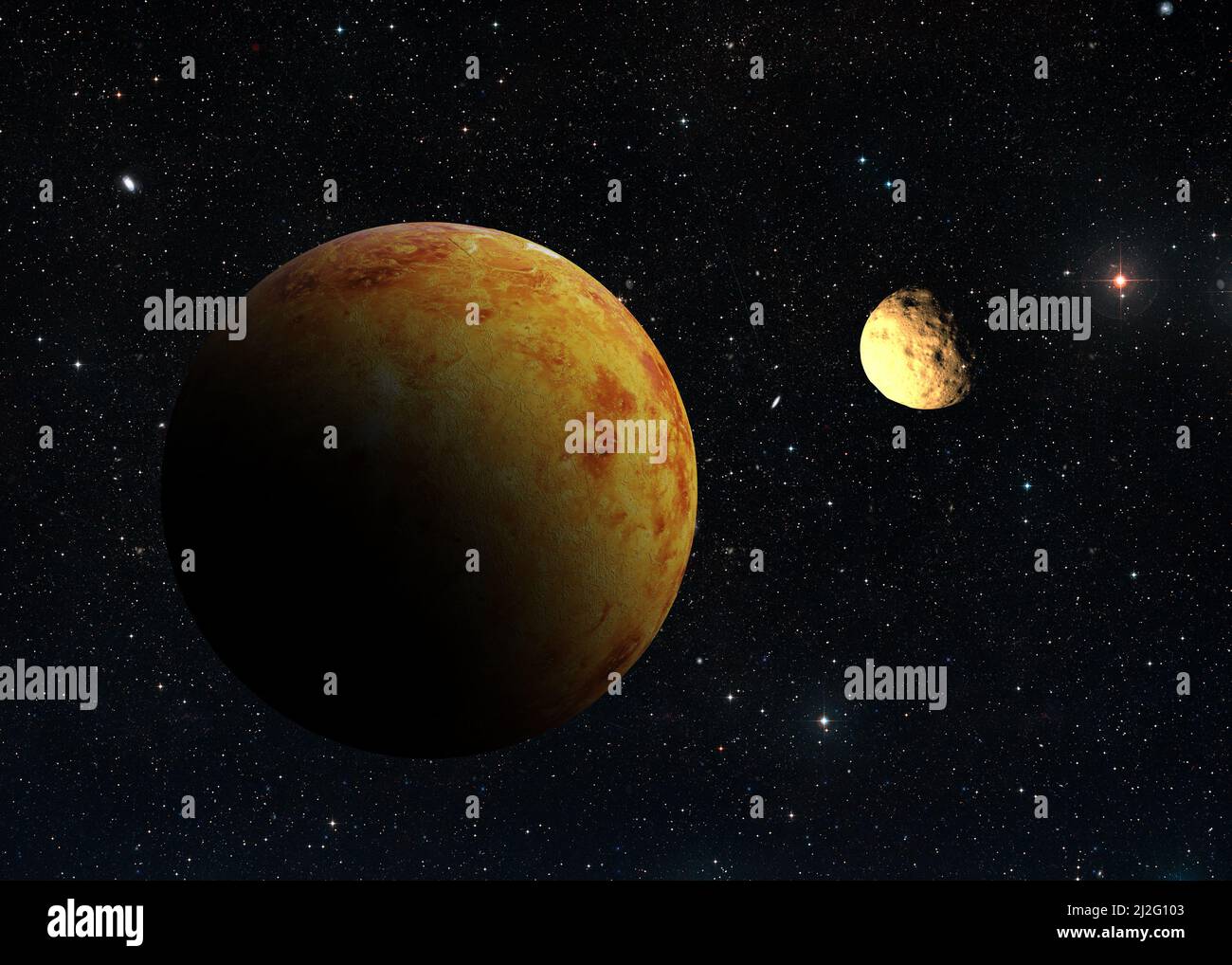 Planet Venus in the starry space background, 3D Illustration. Elements ...