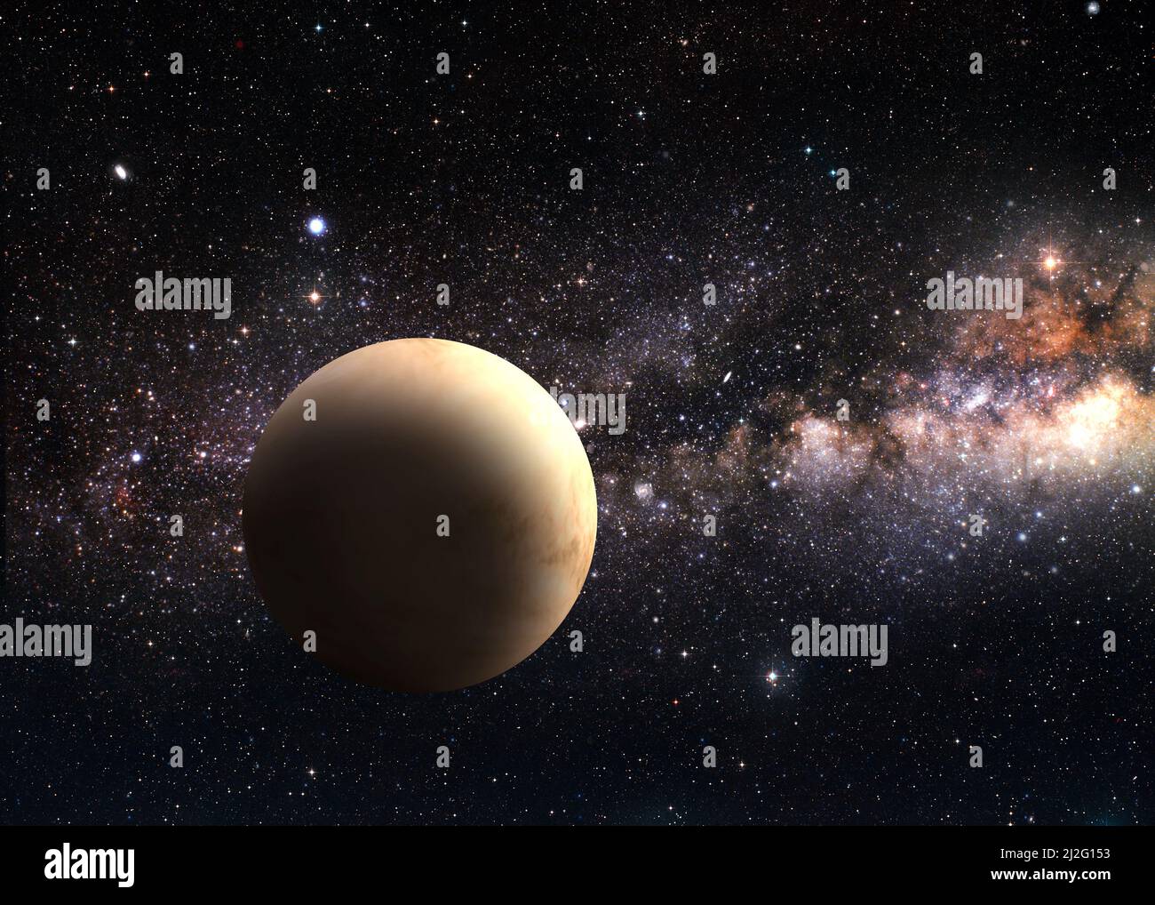 Planet Venus in the starry space background, 3D Illustration. Elements ...