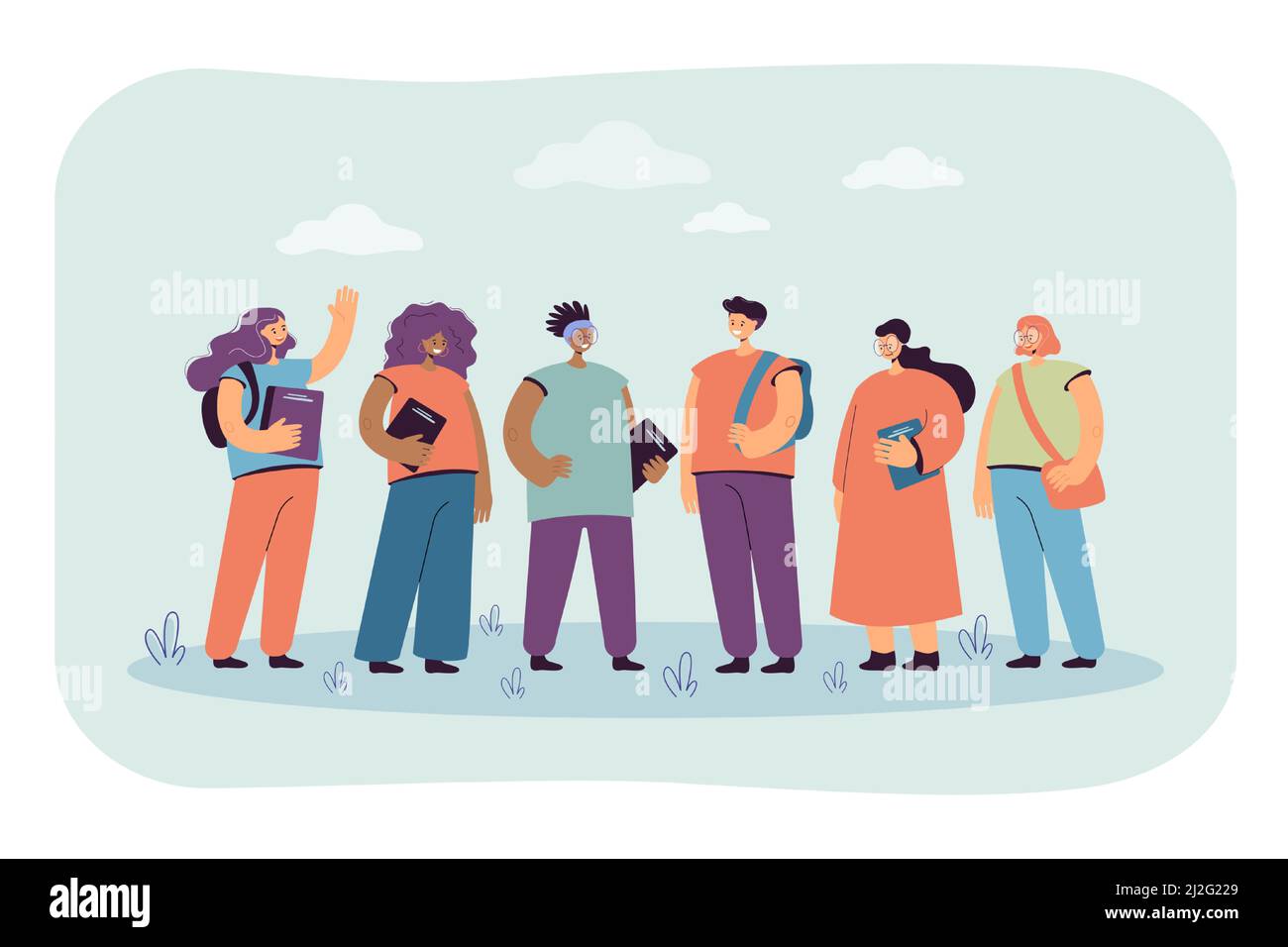 Group Of Friends At School Cartoon