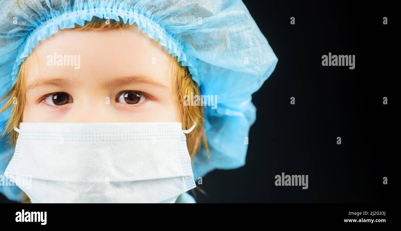 Child in facial medical mask. Epidemic, pandemic, fight against ...