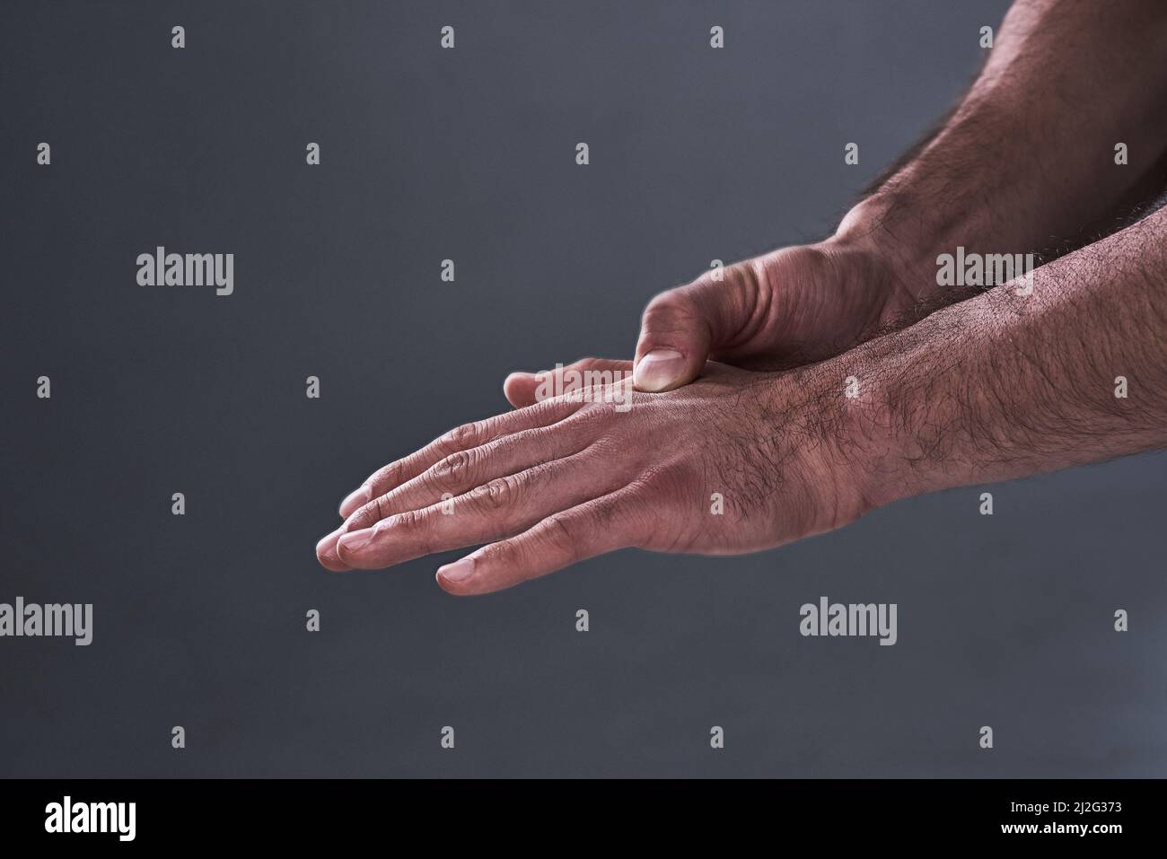 An injured hand will put an end to most workouts. Shot of an ...