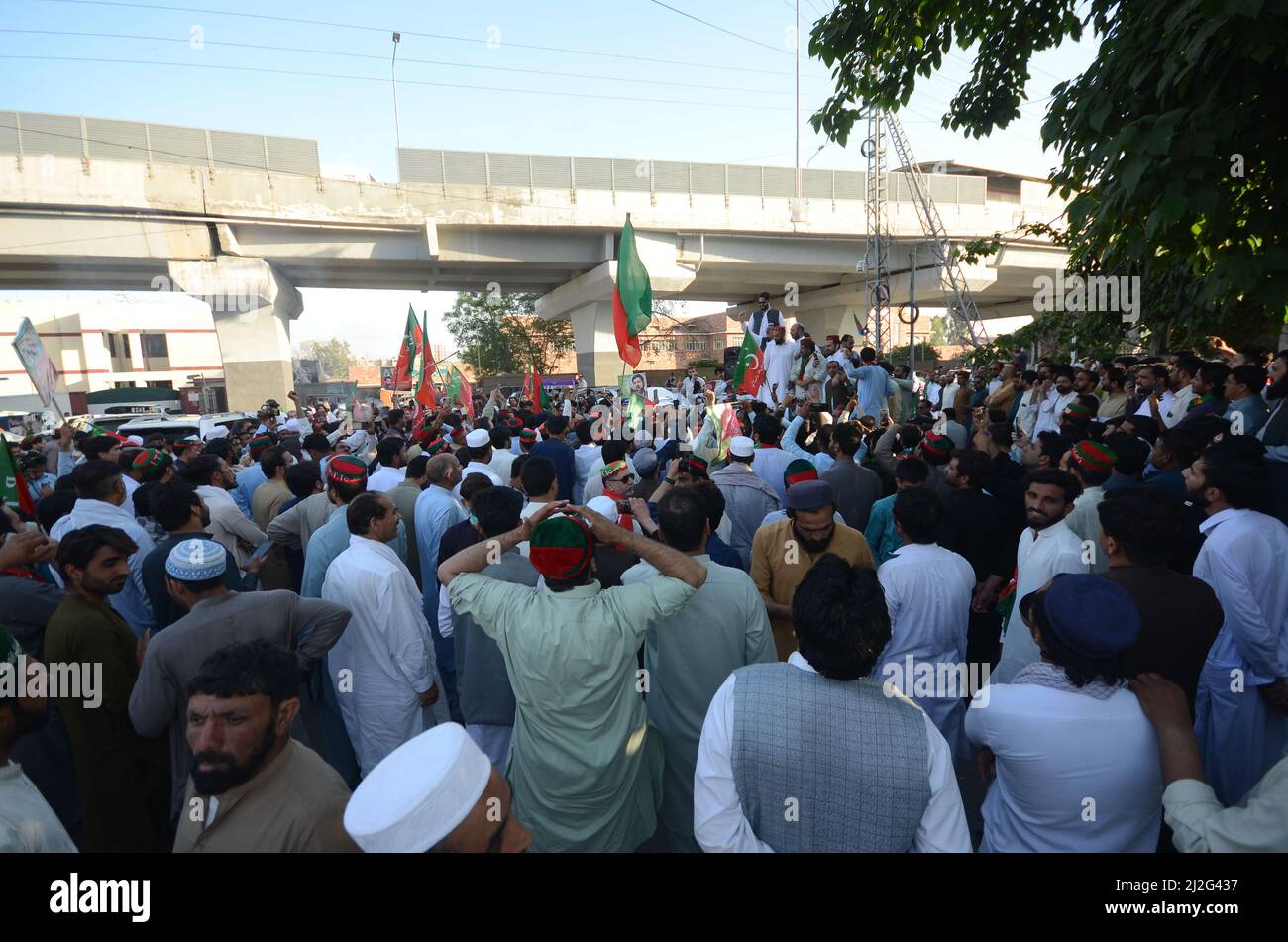 Peshawar, Pakistan. 01st Apr, 2022. Supporters of ruling party Pakistan ...