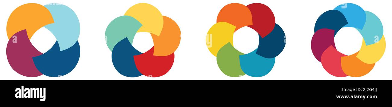 Circle parts forming cycle with four to seven segments - infographics ...