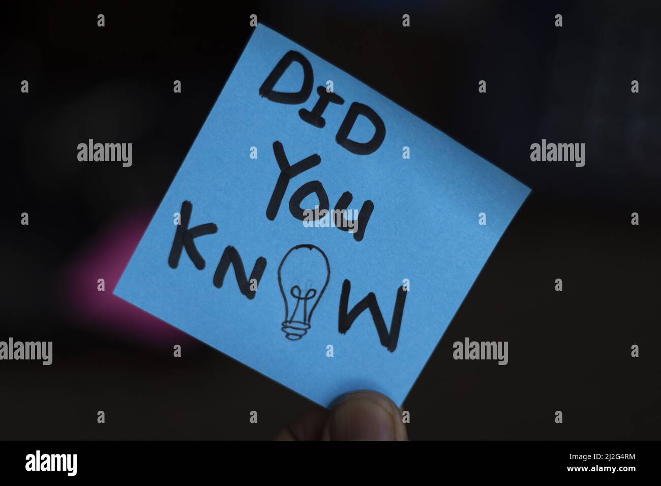 A blue "Did You Know" speech bubble with a bulb icon Stock Photo - Alamy