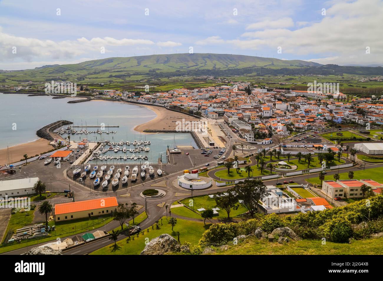 View of Praia da Vitoria, Terceira island, Azores, Portugal Stock Photo ...