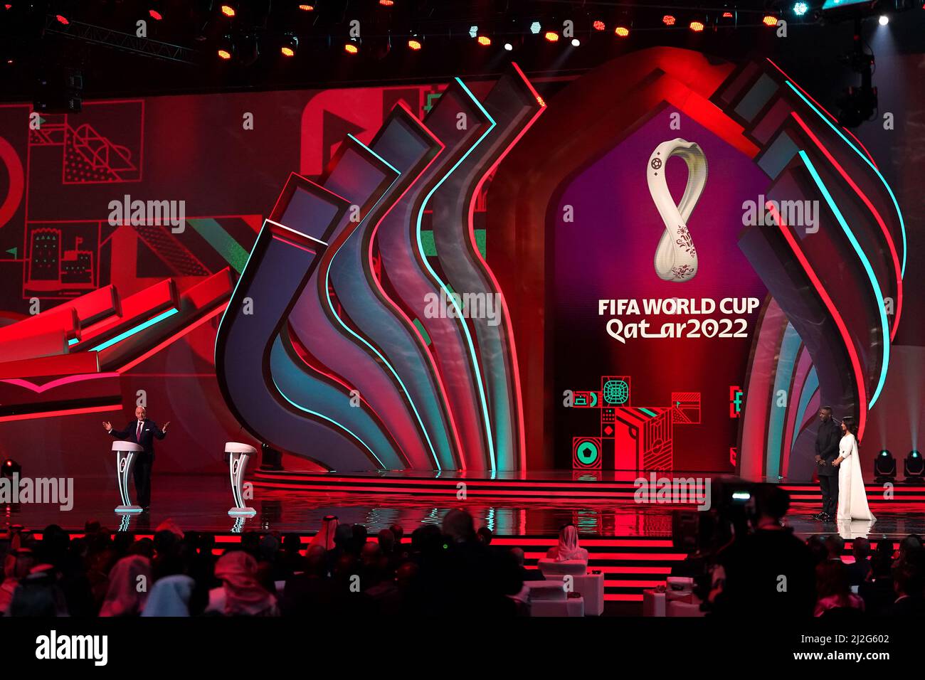 Fifa president Gianni Infantino and hosts Idris Elba and Reshmin ...