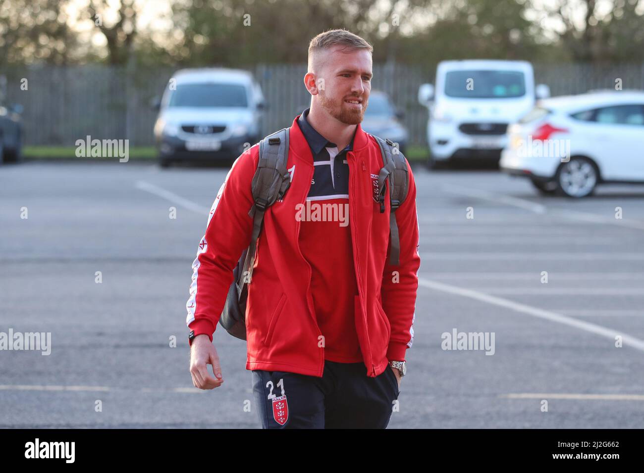 Rowan Milnes #21 of Hull KR arrives at the Sewell Group Craven Park in ...