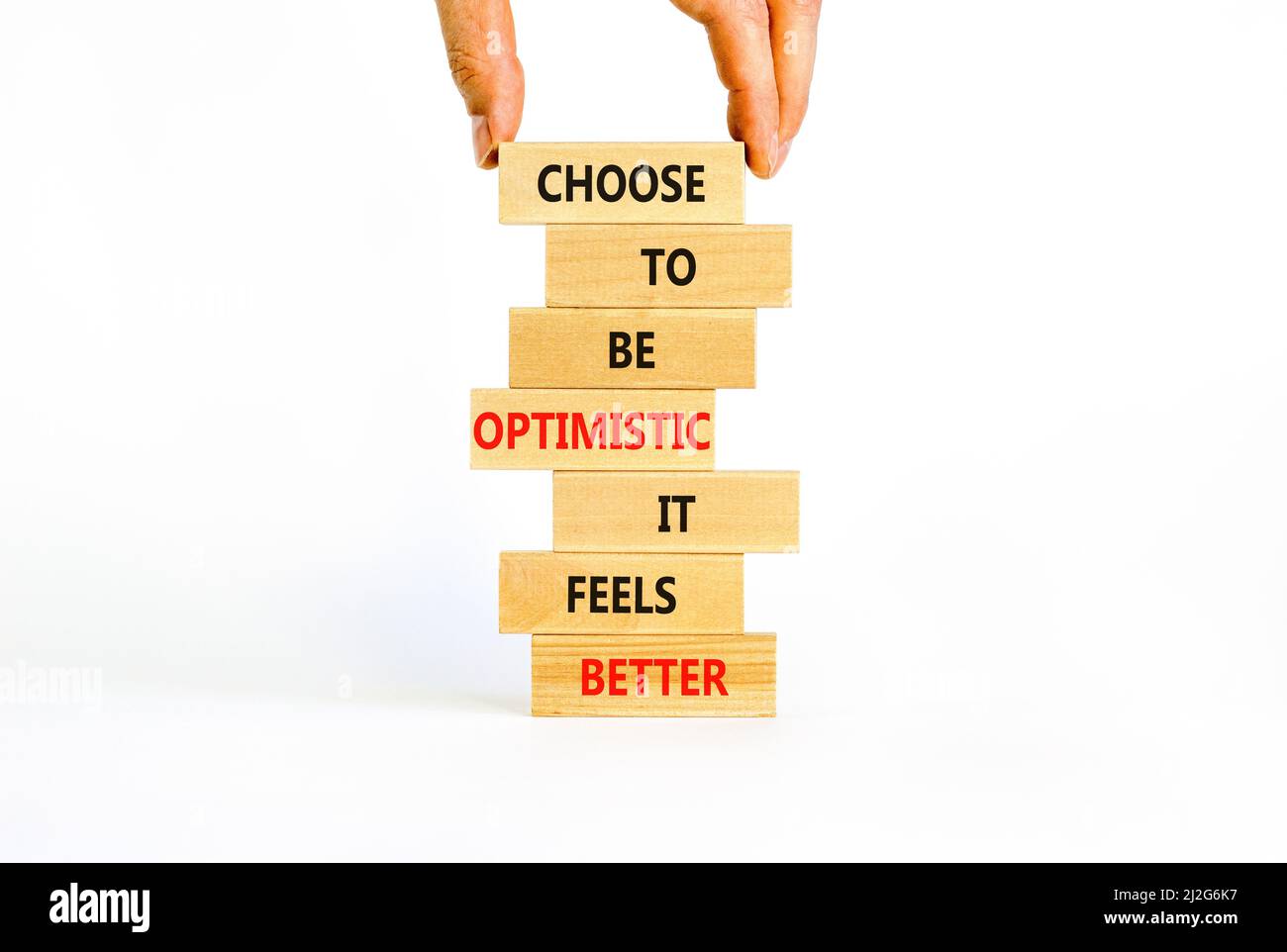 Optimistic is better symbol. Wooden blocks with words Choose to be ...