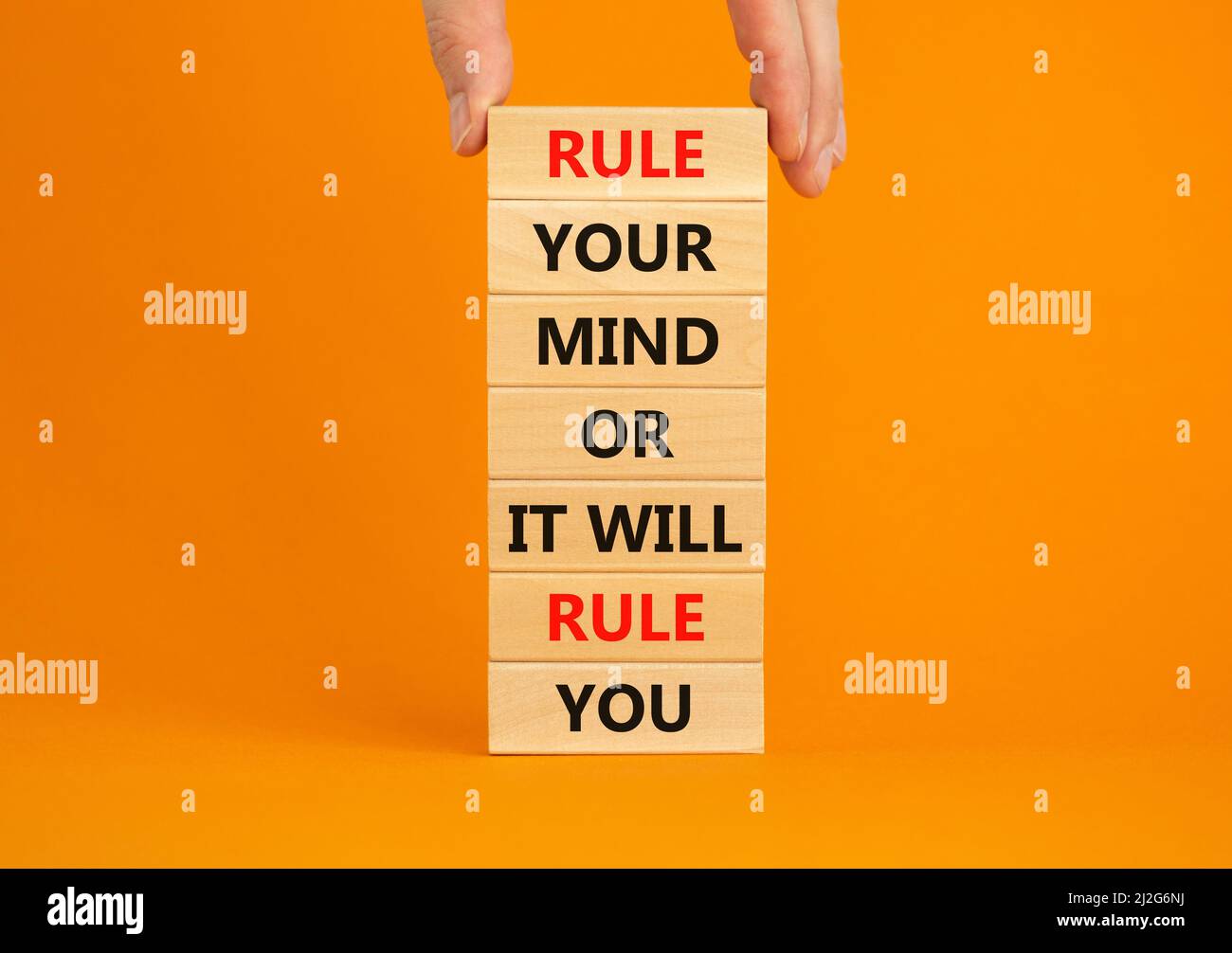 Rule your mind symbol. Wooden blocks with concept words Rule your mind ...
