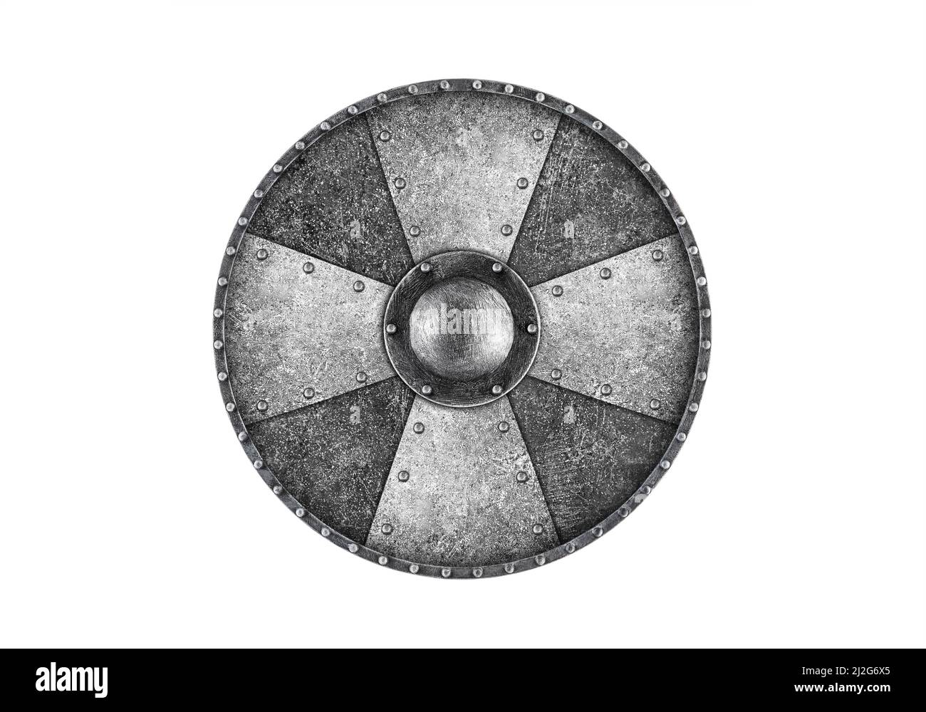 Old metal round shield isolated on white background Stock Photo - Alamy