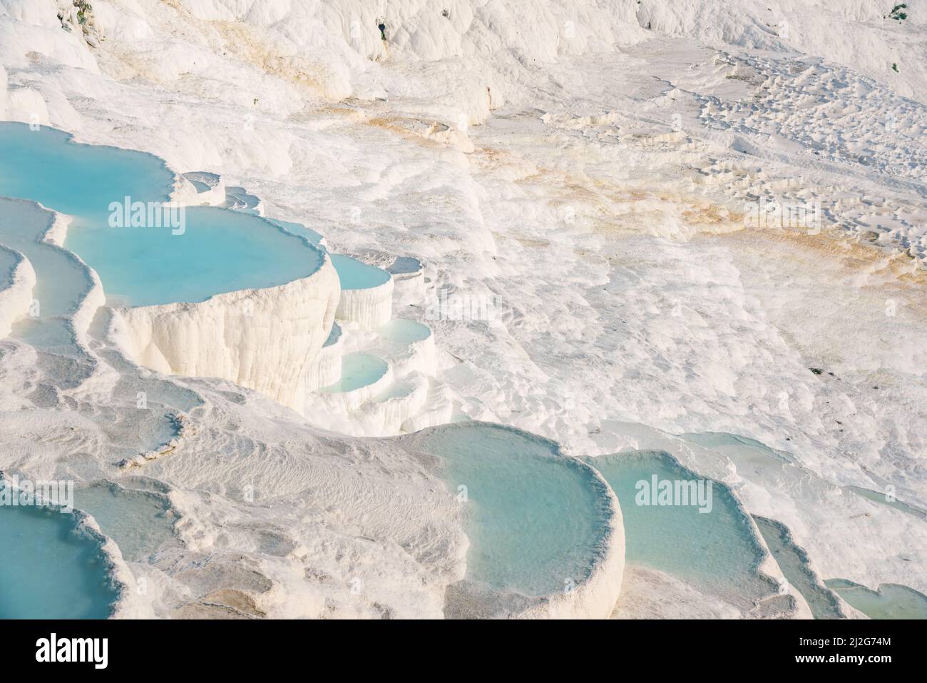 Pamukkale, natural pool with blue water, Turkey Stock Photo - Alamy