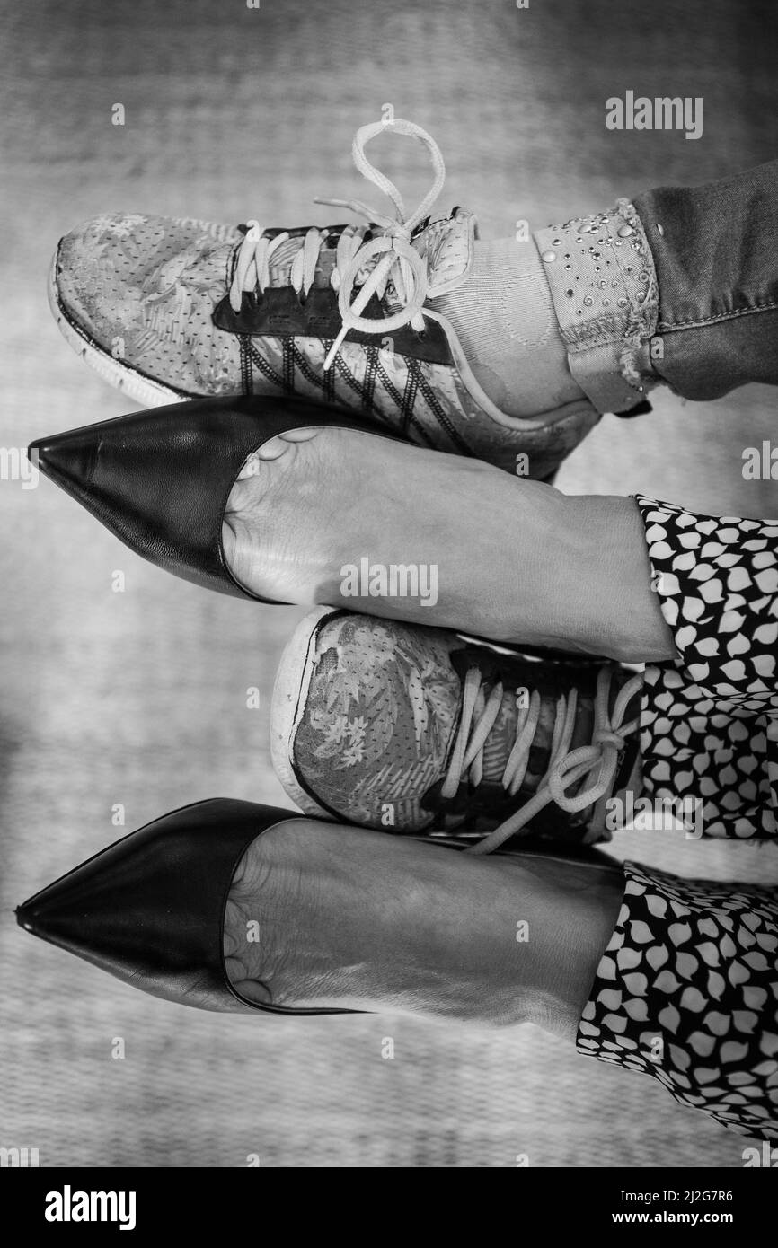Heels and feet Black and White Stock Photos & Images - Alamy