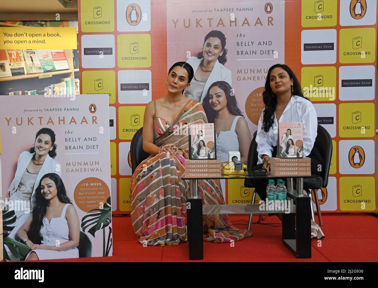 L-R Bollywood actress Taapsee Pannu and Munmun Ganeriwal (author ...