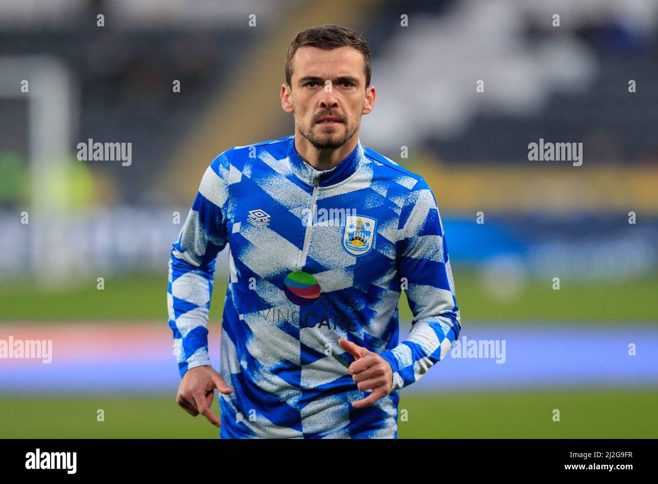 Harry Toffolo #3 of Huddersfield Town during the pre match warm up ...