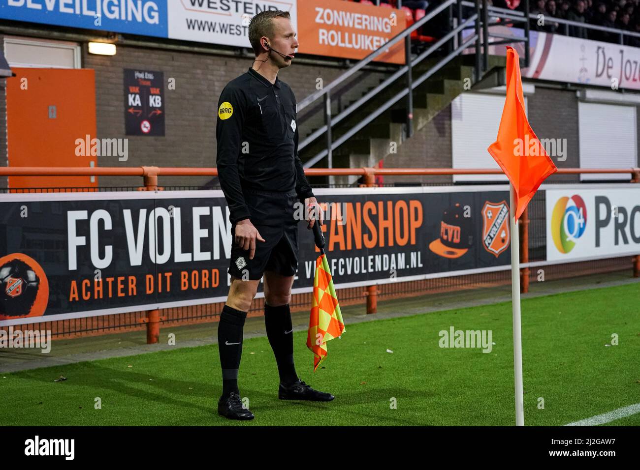 VOLENDAM, NETHERLANDS - APRIL 1: assistent referee Sander de Groot ...
