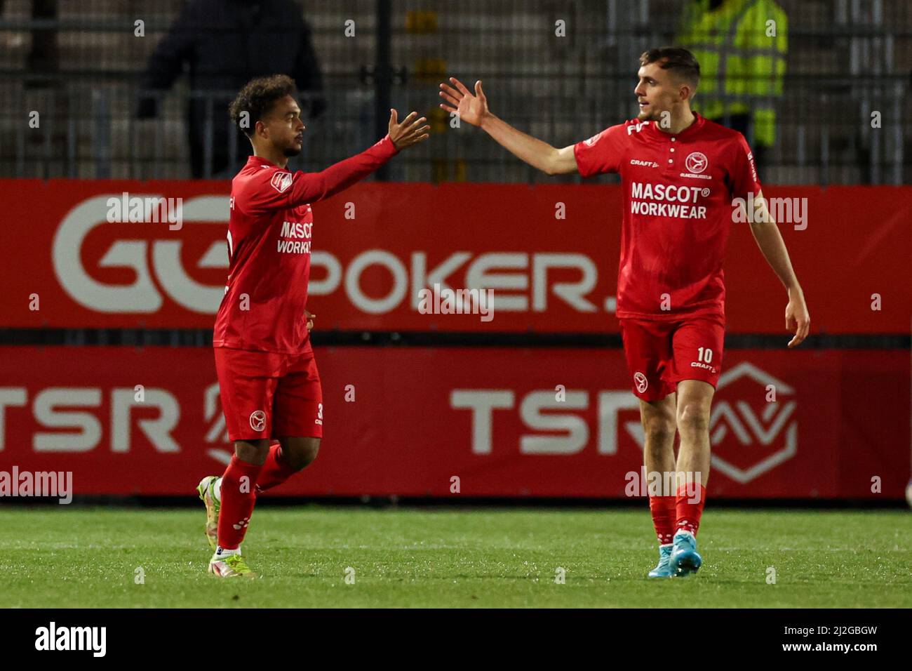 ALMERE, NETHERLANDS - APRIL 1: Jeffry Puriel of Almere City celebrating ...
