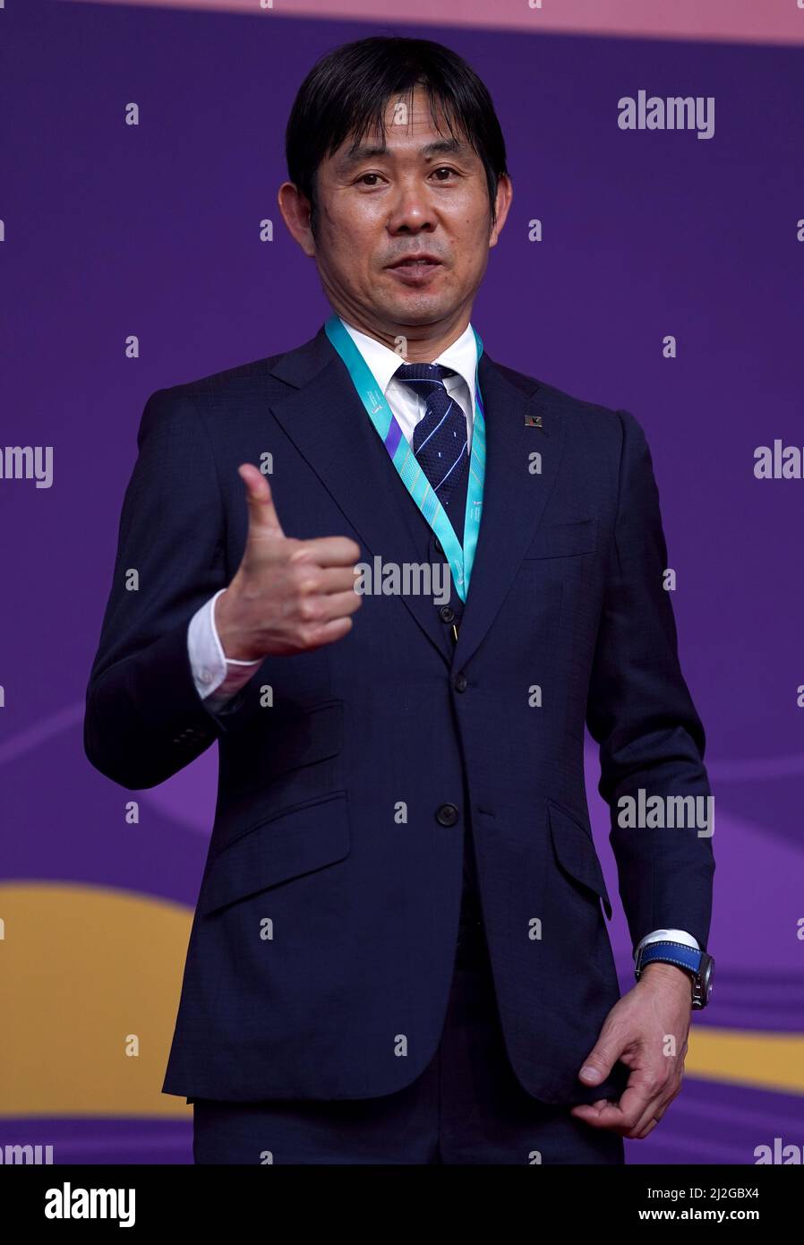 Japan manager Hajime Moriyasu during the FIFA World Cup Qatar 2022 Draw ...