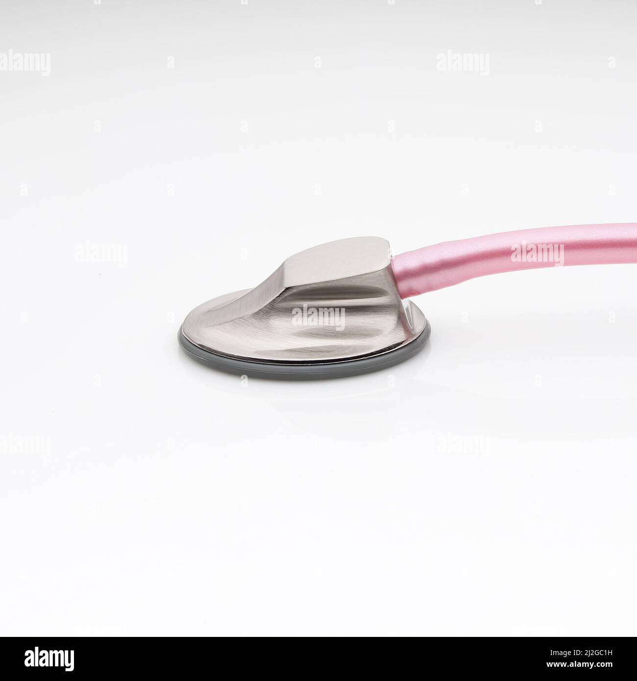 The diaphragm of medical stethoscope isolated on a white background ...