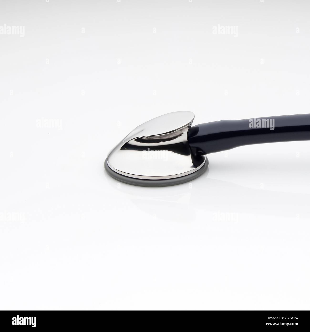 The diaphragm of medical stethoscope isolated on a white background ...