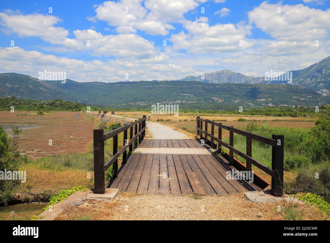 Landscape wooden walkway bridge hi-res stock photography and images - Alamy