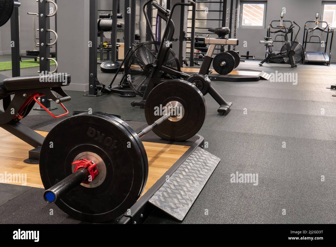 Barbell active workout gym strong In the afternoon bodybuilder weights for power and sport athletic hard sweat. Muscle trainer indoor deadlift Stock Photo Alamy