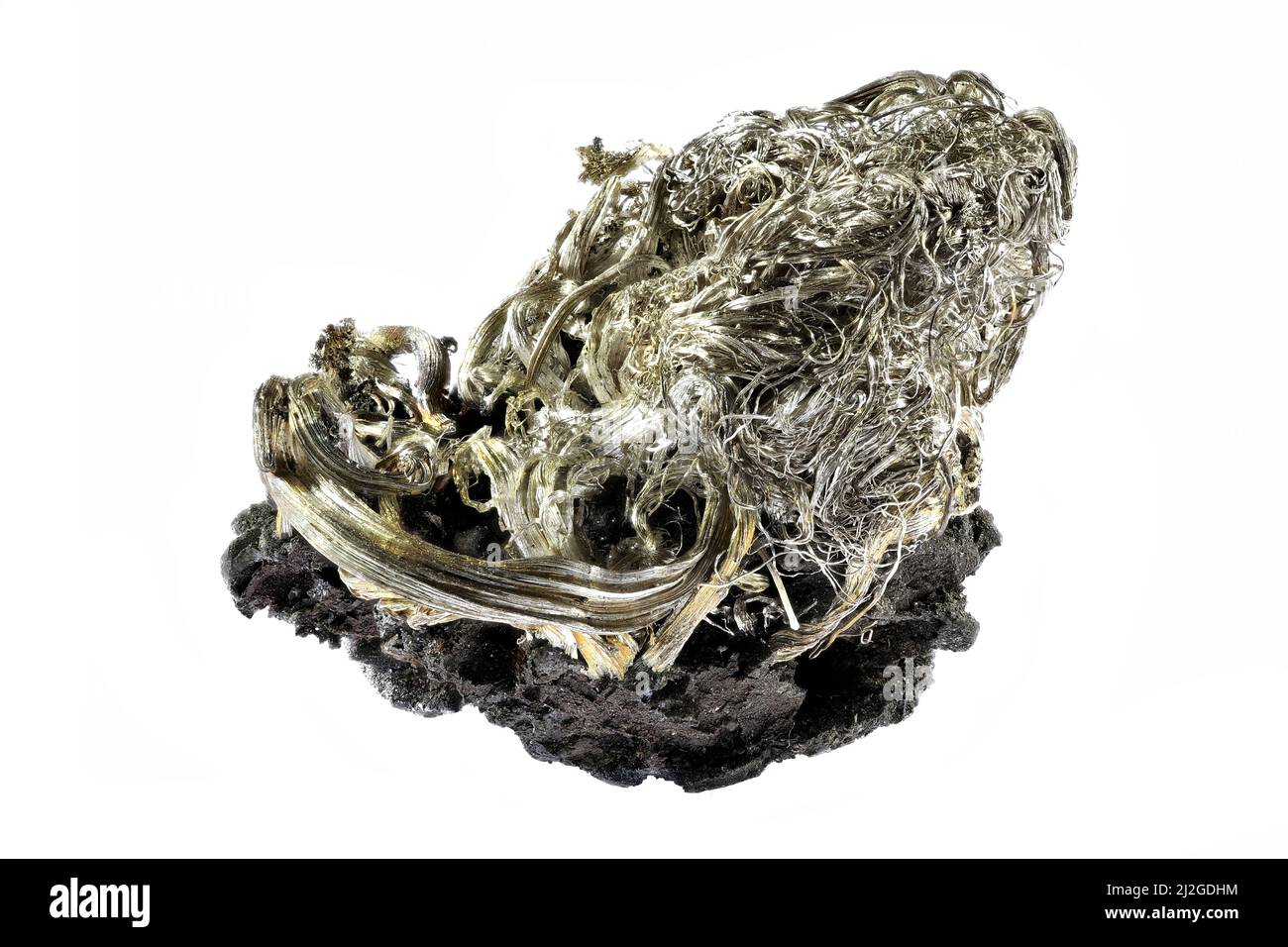 native silver on matrix from Mexico isolated on white background Stock ...