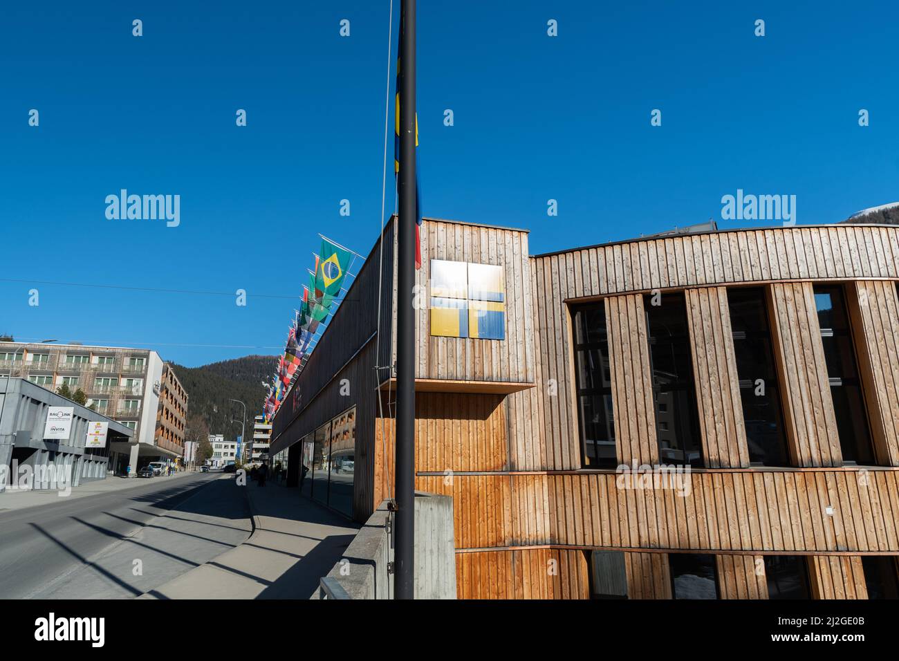 Davos, Switzerland, March 23, 2022 Facade of the congress center ...