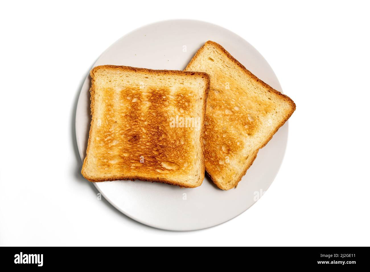 Two Slices of Toast Bread on a white background Stock Photo - Alamy